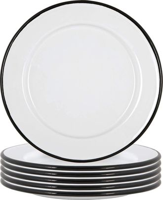 Argon Tableware Weiße Emaille -Seitenplatten - 20cm - Schwarz - 6. Packung