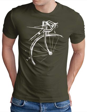 OM3 Bicycle Fahrrad T-Shirt - Herren - Vintage Radsport Radfahrer - Oliv-WS, XXL