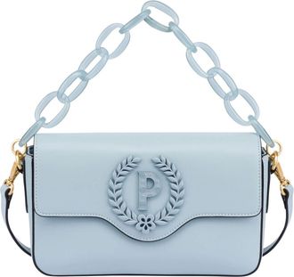 Pollini Femme, Sacs, Bleu, Taille: ONE Size Sac &agrave; main &agrave; rabat avec poign&eacute;e cha&icirc;ne en r&eacute;sine