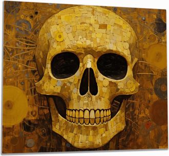 Wallario Herdabdeckplatte/Spritzschutz aus Glas, 1-teilig, 60x52cm, f&uuml;r Ceran- und Induktionsherde, Sch&auml;del-Mosaik