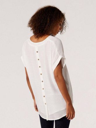 Apricot Klassische Bluse Slub Shimmer V/Nk ButtonBack Top mit Zierknopfleiste am R&uuml;cken
