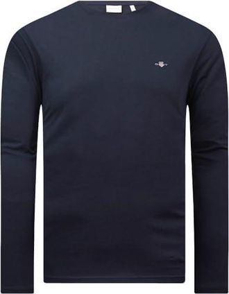 GANT Reg Shield Ls T-Shirt, Bleu Nuit, XS Homme
