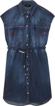 Dondup Femme, Robes, Bleu, Taille: 38 FR Robe Élégante pour Femmes