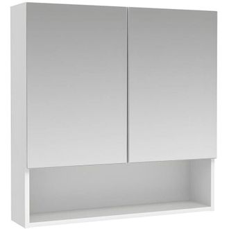Vente-Unique Vente-unique - Armoire murale de salle de bain avec miroir et niche - Blanc - zumpa