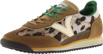 Victoria Low-Top Saturno Animal Print-Nylon & Farbige & Spaltleder Teile & Gezahnte Sohle 1158103 f&uuml;r Damen Camel 38