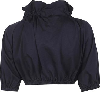 Patou Femme, Blouses et Chemises, Noir, Taille: 40 FR Cropped Volume Jersey Top