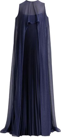 Gemy Maalouf Abendkleid mit Cape-Einsatz - Blau
