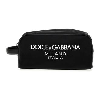 Dolce & Gabbana Nylon-Kulturtasche mit gummiertem Logo - - Bags - Herren - Schwarzk - ONE SIZE