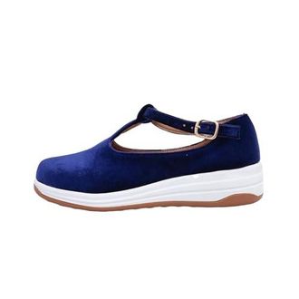Generic Chaussures compens&eacute;es pour femme - Confortables et d&eacute;contract&eacute;es - Bout rond - Couleur unie - Tendance - Antid&eacute;rapantes - Avec sangle &agrave; boucle - Loisi