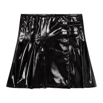 GCDS Gcds - Mini-jupe pliss&eacute;e en vinyle - Femme - Jupes - Noir - Taille: 38 FR