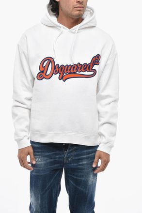 Dsquared2 Cotton Hoodie With Embossed Sponge-Effect Logo Dsquared2