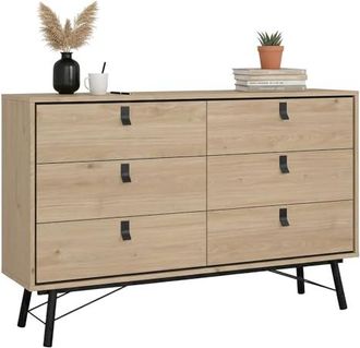 Dmora Kommode Aurore, Wohnzimmerbuffet, Wohnzimmer-Sideboard, Moderne K&uuml;chen-Speisekammer, 150x40 h95 cm, Eiche