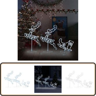 vidaXL Weihnachtsdeko LED Rentiere & Schlitten Acryl 260x21x87 cm - Weihnachtsdeko - LED Beleuchtung - Rentier Deko - Winter Dekoration - Outdoor Dekoration