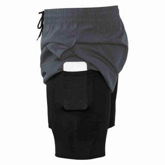 Walmeck 2-in-1-Laufshorts f&uuml;r Herren, Atmungsaktive, Schnell Trocknende Trainingsshorts mit Handytasche f&uuml;r Basketballtraining und Laufen (L)