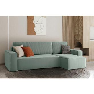 Fun M&ouml;bel Ecksofa Schlafsofa Sofa MARIS Stoff Mint Ottomane Rechts