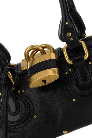 Chlo&eacute; Leather with Gold Hardware Top Handle Bag - Black
