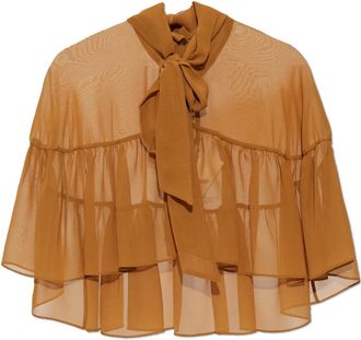 Max Mara Femme, Blouses et Chemises, Brun, Taille: 38/40 FR Cape en Georgette de Soie