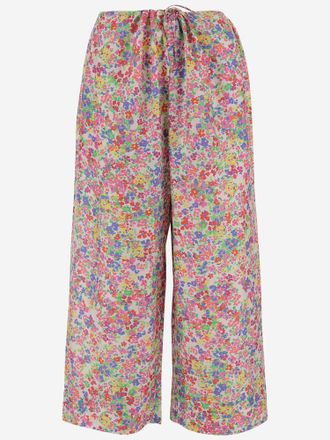 P&eacute;ro Pantalon Pero en soie &agrave; motif floral