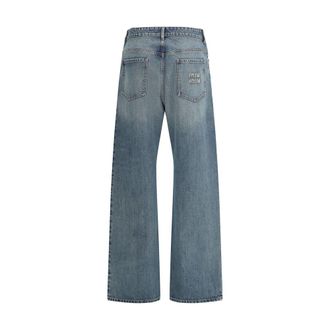 Miu Miu Womens Blue Cotton Straight-Leg Jeans Clothing