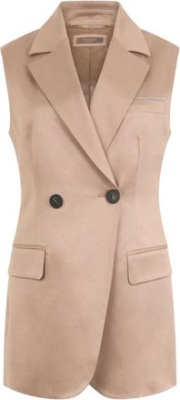 PESERICO Femme, Vestes, Beige, Taille: 46 FR Blazer sans Manches en Satin