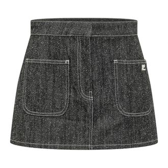 Courr&egrave;ges Two Pocket Denim Skirt - - Skirts - Damen - Schwarzk - XS