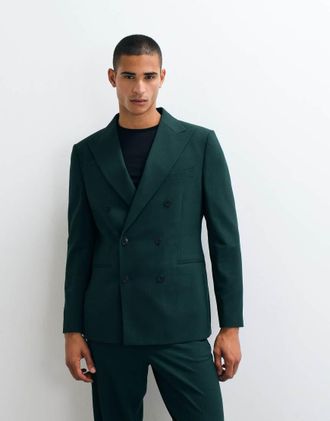 Asos blazer de costume regular crois&eacute; &agrave; double boutonnage vert fonc&eacute;