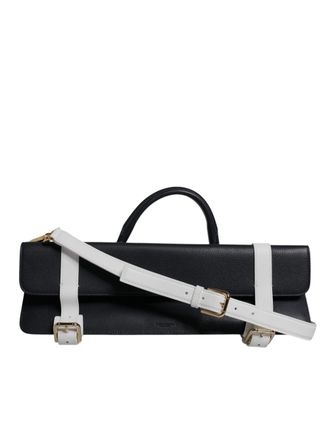 Dolce & Gabbana Womens Blue White Calfskin Leather Crossbody Shoulder Bag And Cotton