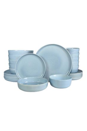 Novel Kombiservice Colori blu, Blau, Keramik, 24-teilig, Uni, 550 ml, Lfgb, lebensmittelecht, Essen & Trinken, Geschirr, Geschirr-Sets, Kombiservice