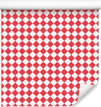 OEM Carta Da Parati Con Rombi Geometrici Color Corallo E Bianco, Sfondo Corallo 50x1000 Cm