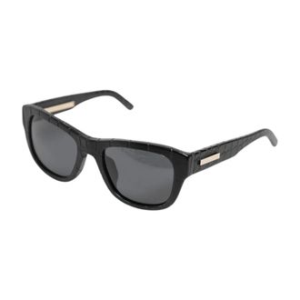 Dolce & Gabbana Schwarze Leder-Rahmen get&ouml;nte Gl&auml;ser Sonnenbrille - - Accessories - Damen - Schwarzk - ONE SIZE