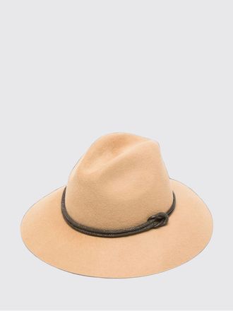 Brunello Cucinelli Chapeau &agrave; larges bords en feutre de laine avec Monili