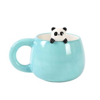 i-Total Tasse en céramique avec animal en céramique sur le bord, tasse à thé ou café (PANDASTIC) 450 ml
