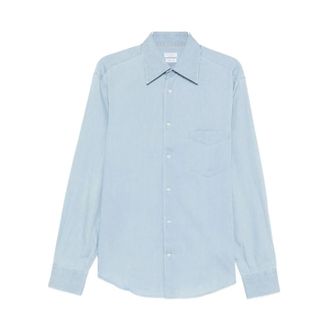 Brunello Cucinelli Homme, Chemises, Bleu, Taille: M Point Collar Casual Shirt