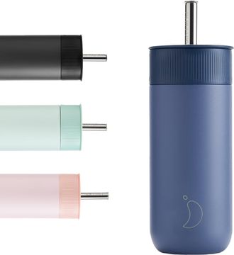 Chilly's Switch - BPA-freier Trinkbecher aus Edelstahl mit breitem Strohhalm für Milchshakes und Bubble Tea - Doppelwandig, vakuumisoliert - Whale Blue, 500ml