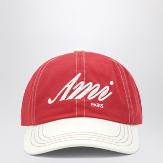 Ami Signature Cap aus Baumwolle in Rot und Elfenbein