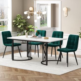 Generic Essgruppe 5-teilig, Esstisch mit 4 St&uuml;hlen Set, Moderner K&uuml;chentisch mit robustem Metallgestell, verstellbaren Beinen, multifunktional f&uuml;r K&uuml;che, Essz