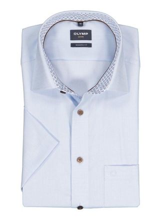 Olymp Herren Kurzarmhemd blau Baumwolle
