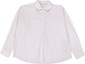 Liu Jo Femme, Blouses et Chemises, Blanc, Taille: 42 FR Chemise Popeline avec Ornement Bijout&eacute;