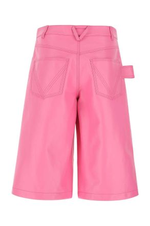 Bottega Veneta Womens Pink Nappa Leather Bermuda Shorts 5004 Exterior: Lamb