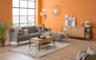 M&oslash;rteens home24 Ecksofa mit Longchair Grau Cordstoff Licia 262 x 82 x 156cm Longchair davorstehend rechts Skandi