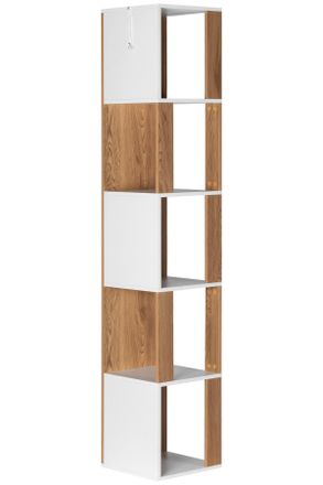 MID.YOU Mid.you Eckregal, Natur, Wei&szlig;, Holzwerkstoff, 6 F&auml;cher, 34x185x34 cm, Wohnzimmer, Regale, Eckregale