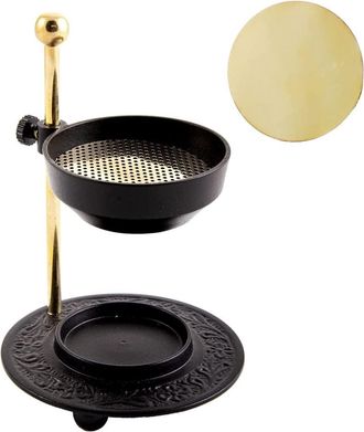 NKlaus Räucherstövchen aus Messing Schwarz - Gold für Flüssige Weihrauchharze Höhenverstellbares modernes Rauchgefäß Teelicht Betriebsart