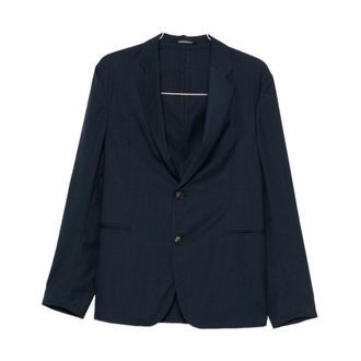 Emporio Armani Blaue Zweiknopfjacke Mit Revers - - Jackets - Herren - Blau - 3XL