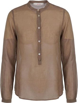 Jucca Femme, Blouses et Chemises, Brun, Taille: 40 FR Camicia coreana semi trasparente