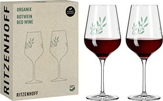 Ritzenhoff 3921001 Rotweinglas 500 ml 2er Set - Organix Nr. 1 - organische Farbe Grün, 45% recyceltes Glas - Made in Germany