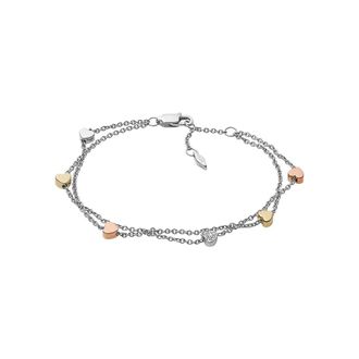 Fossil Armband F&uuml;r Frauen Vintage-Motive, 19 Cm Dreifarbiges Edelstahlarmband, JF02854998