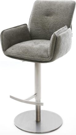 DELIFE Barstuhl Nela-Flex Boucl&eacute; Soft Schlamm Drehfu&szlig; h&ouml;henverstellbar Edelstahl Silberfarben, Barst&uuml;hle