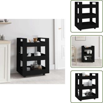 vidaXL K&uuml;chenwagen Schwarz 60x45x80 cm Holzwerkstoff - K&uuml;chenwagen - K&uuml;cheninsel - K&uuml;chenregale - Holzwerkstoff M&ouml;bel - Schwarzer K&uuml;chenschrank - The Living