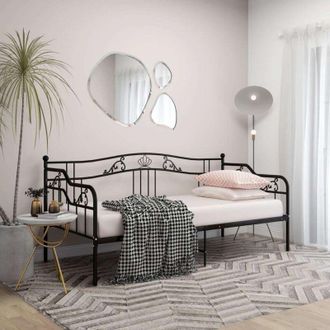 vidaXL Ch&acirc;ssis pour canap&eacute;-lit en m&eacute;tal conception &eacute;l&eacute;gante 90x200 cm Couleur : Noir