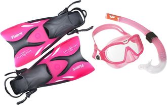 Aqualung Schwimmflossen Schnorchel Set f&uuml;r Kinder bestehend aus Flossen Schnorchel Tauchmaske (Exclusiv pink transparent, 27-32)